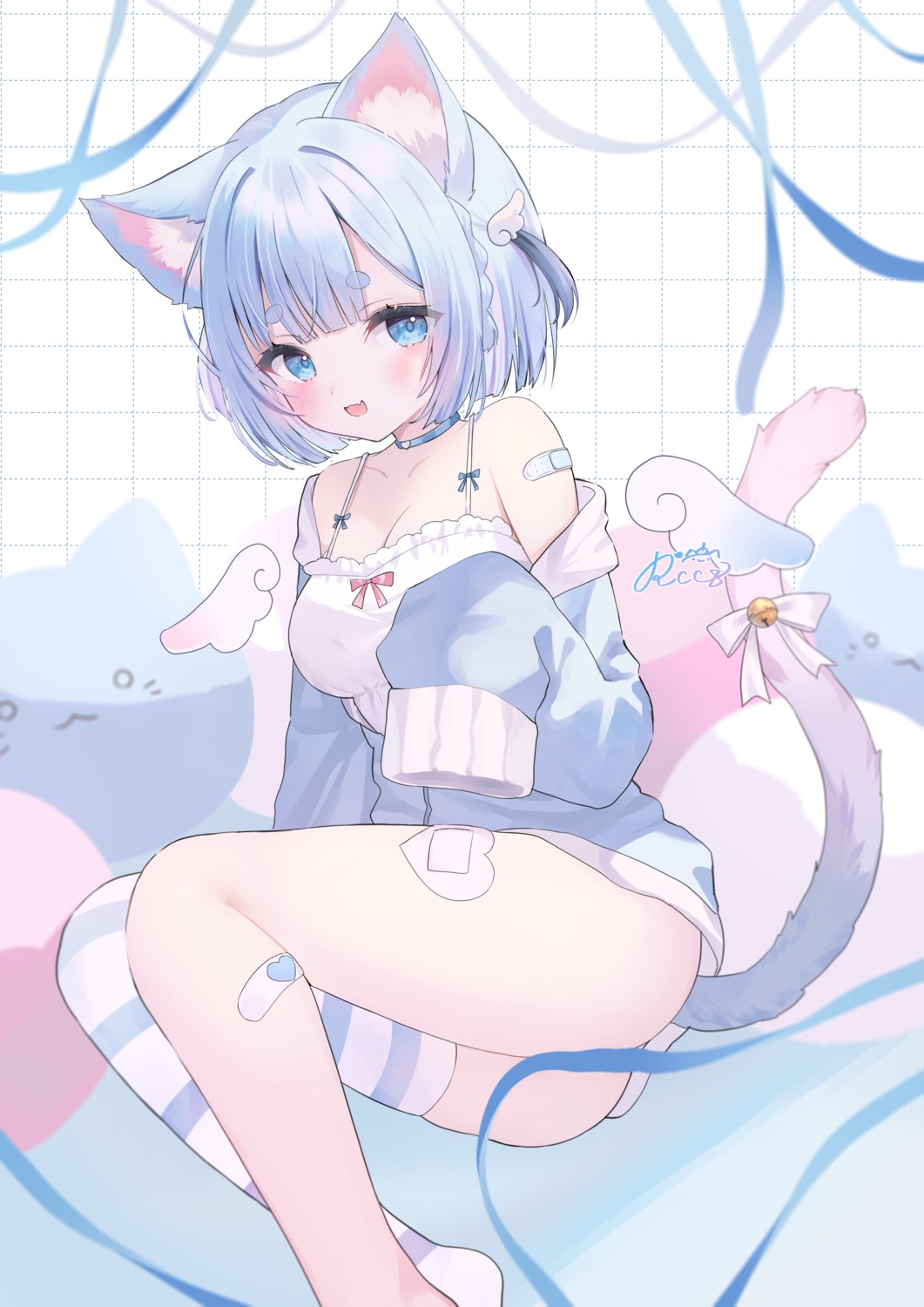 rucaco animal ears bandaid lingerie loli nekomimi tail thighhighs wings | #1232529 | yande.re